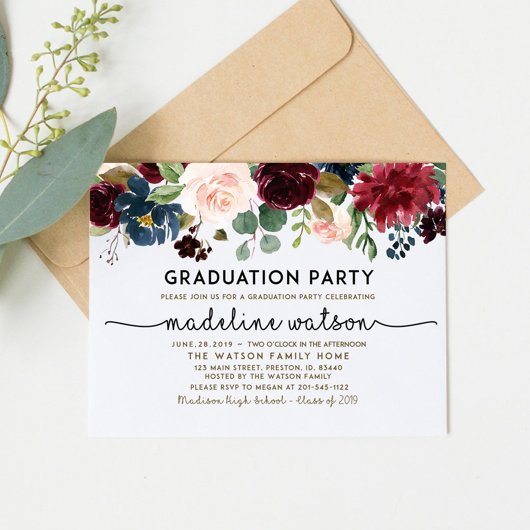 Graduation Party Invitation, High School Graduation Invite, Open House ...