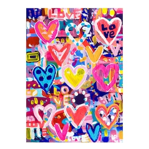 ORIGINAL Painting on Canvas 9.5 W X 13 H In, Pop Hearts, Wall Decor ...