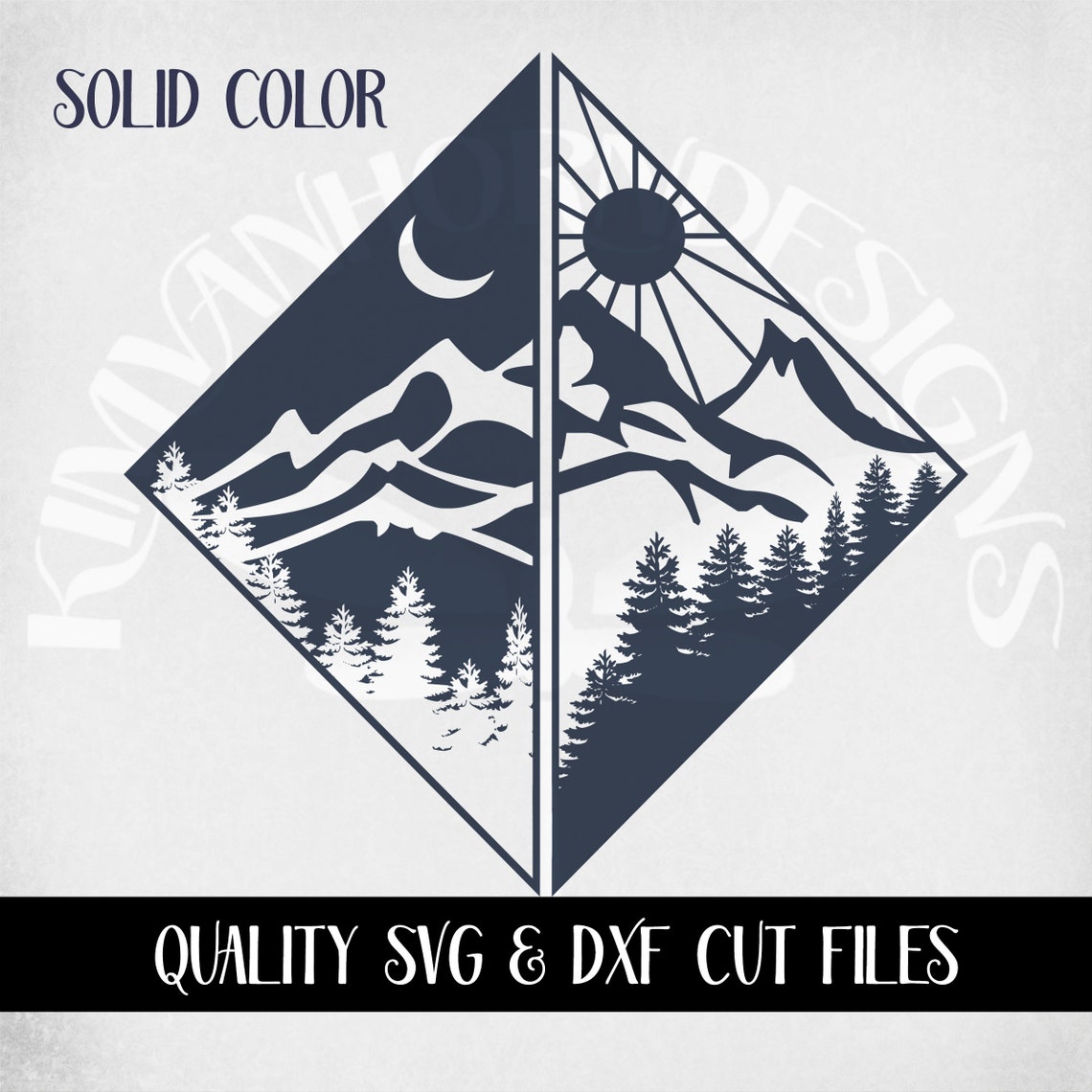 Geometric Mountain Scene Svg & Dxf Solid Color Cut Files | Etsy
