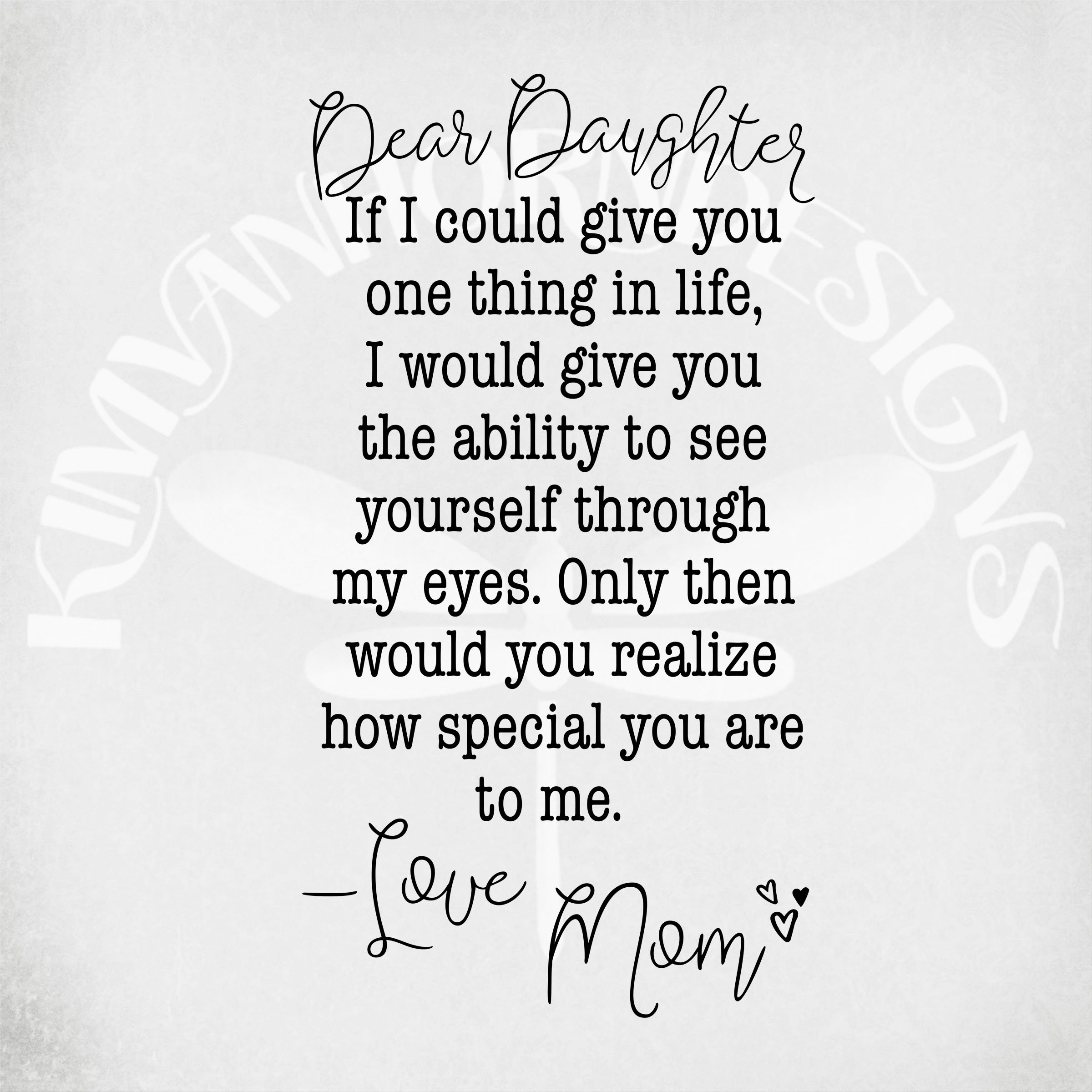 Dear Daughter SVG: Love Mom Quote, Girl Teen Cut Files (digital ...