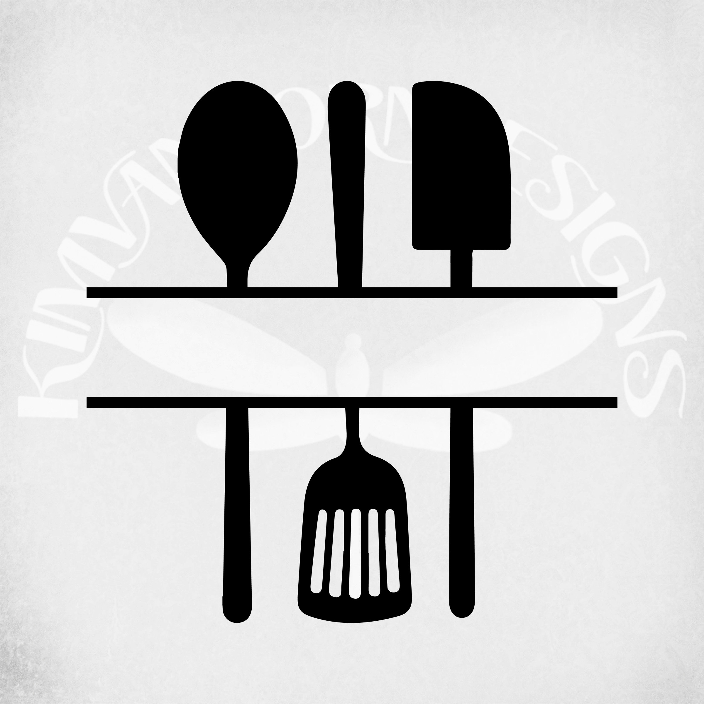 Split Kitchen Utensils Svg Cut Files for Cricut & Silhouette - Etsy