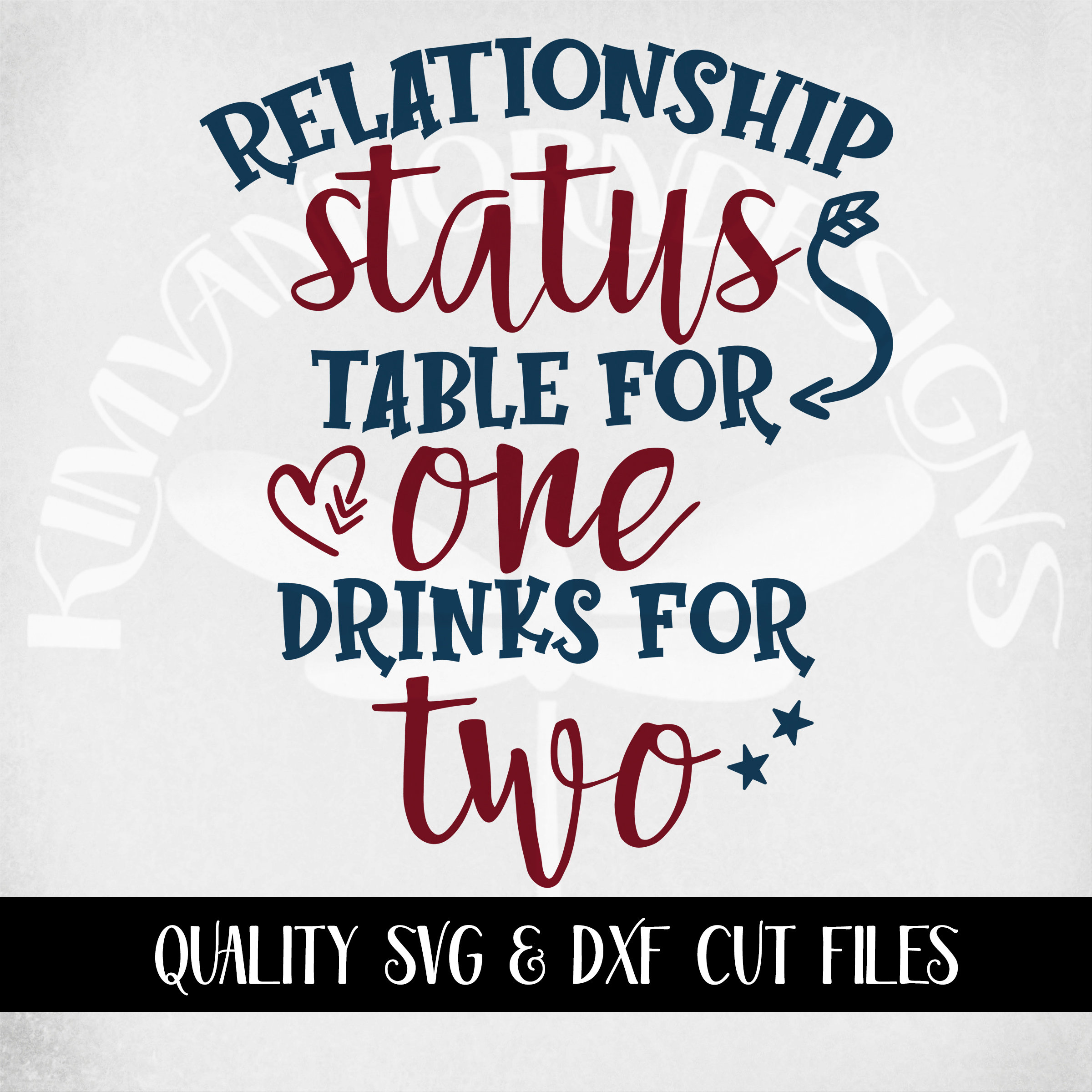 Relationship Status Table for One Drinks for Two Svg & Dxf Cut Files ...