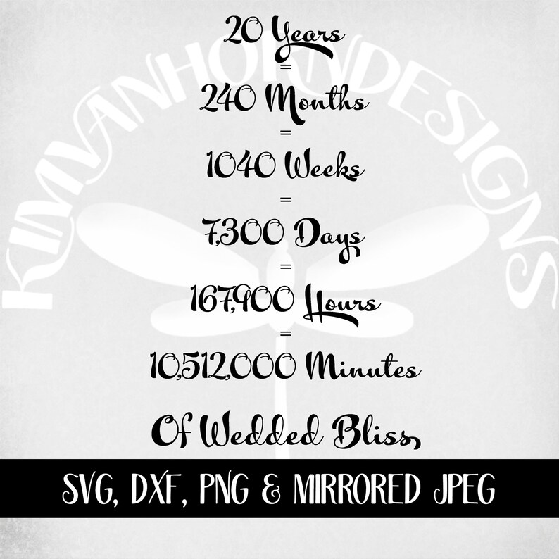 Twenty Year Anniversary Svg Twenty Years of Wedded Bliss SVG - Etsy