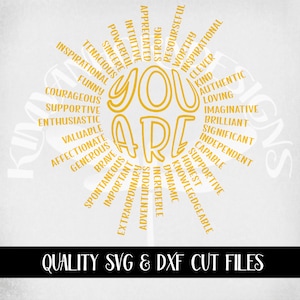 Affirmation Sun in Yellow, Single Layer Svg and Dxf Cut Files ...