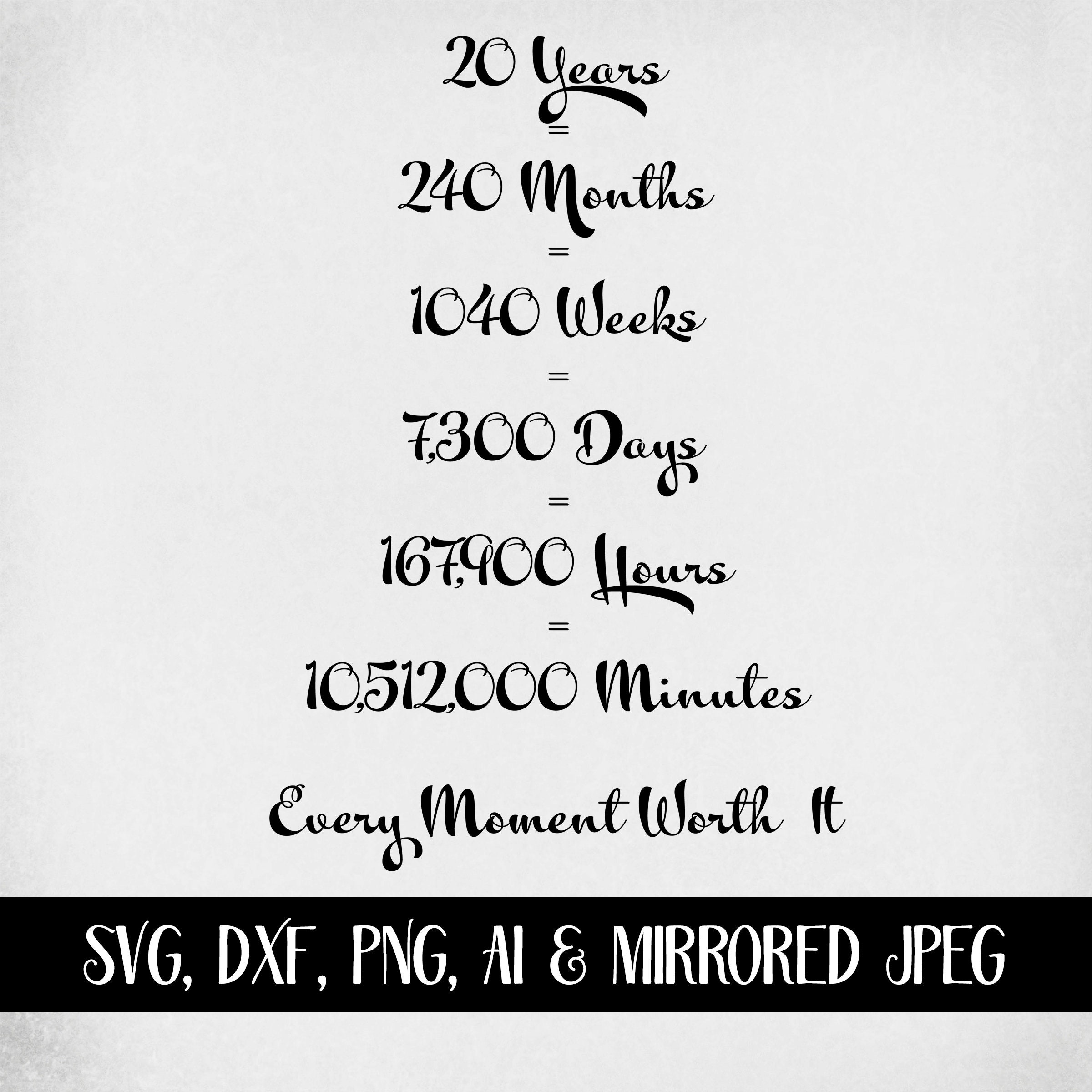 Twenty Year Anniversary Svg Cut Files for Cricut and | Etsy