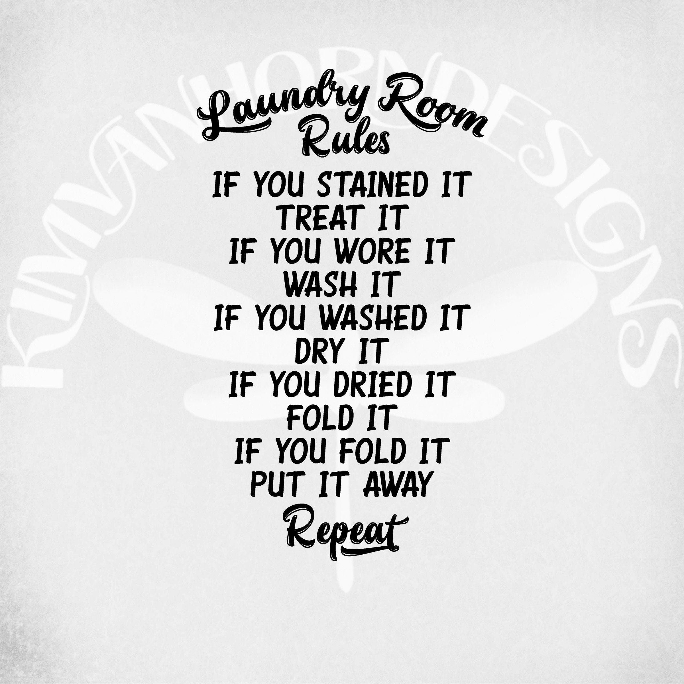 Laundry Svg, Laundry Room Rules Svg, Dxf, Png and Printable Jpeg for ...