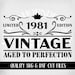 Vintage 1981 Svg, Birthday Svg, Limited Edition, Cut Files, Printable ...