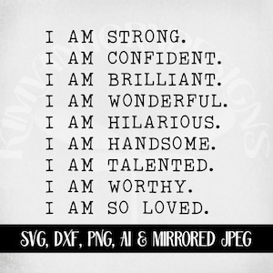 Affirmation Svg, Self-esteem Building, Teen Boy Cut Files, Mirrored ...