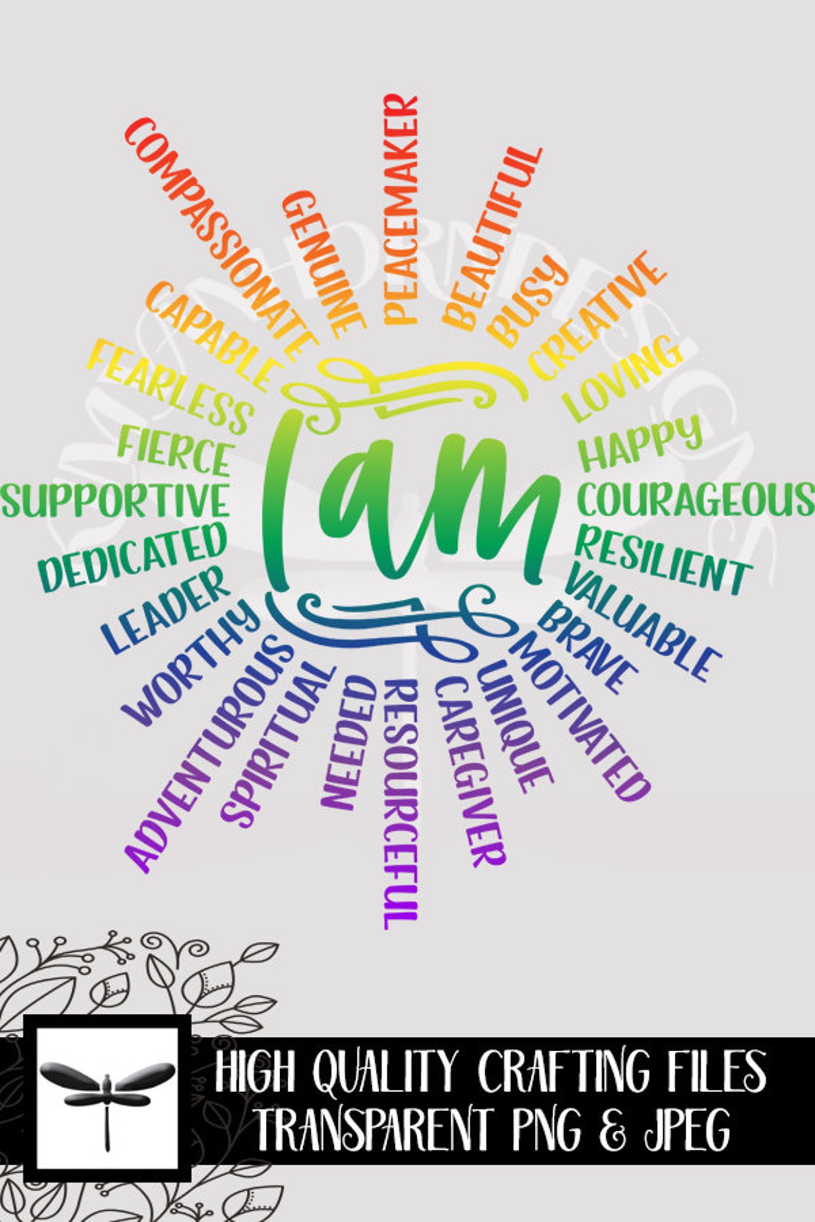 Rainbow Affirmation Sun Printable Sublimation Png and - Etsy