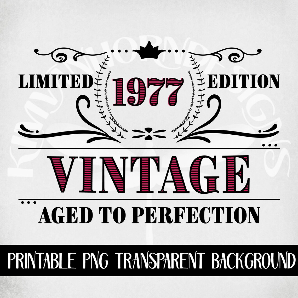 Vintage 1977 svg and dxf Birthday Cut Files. Printable png and | Etsy