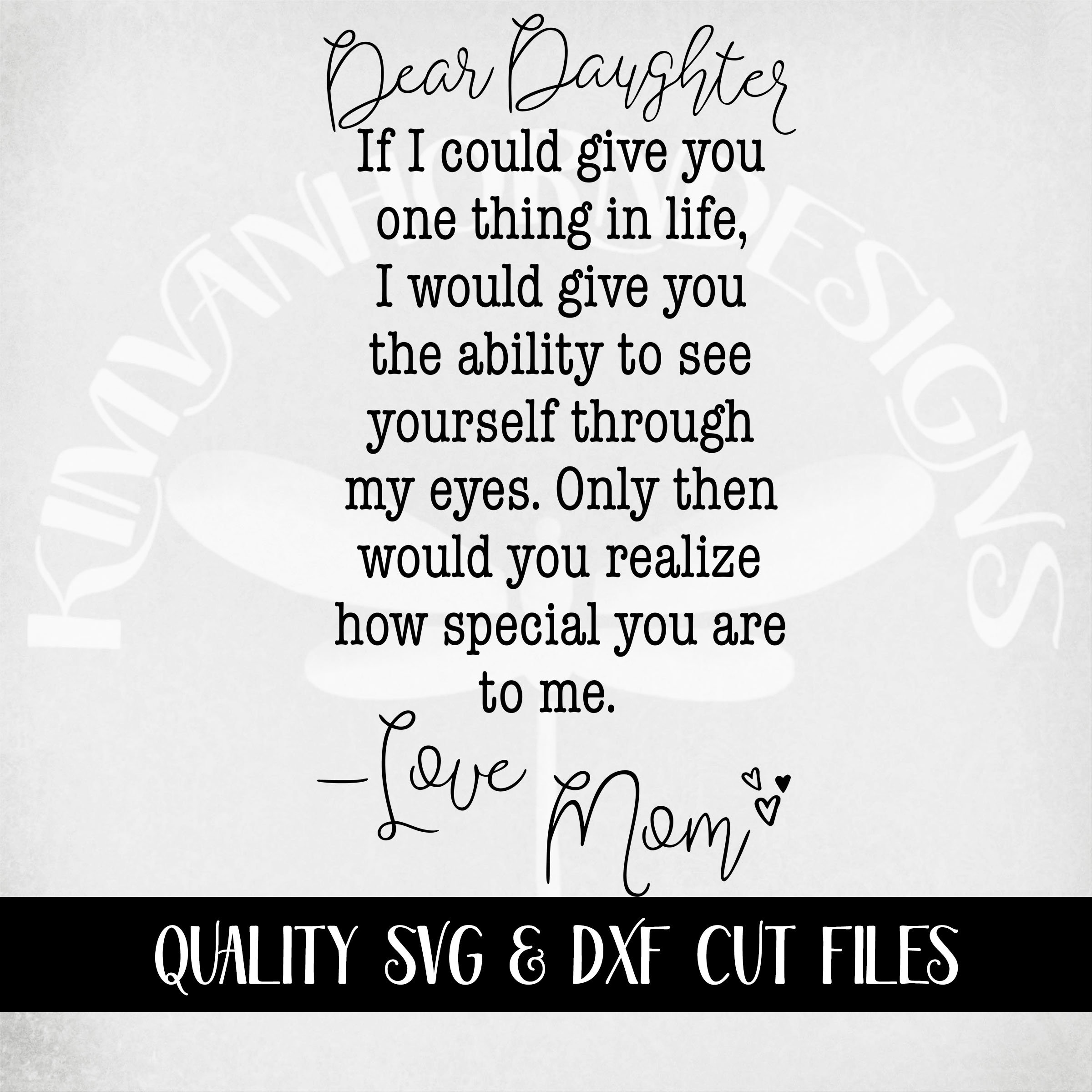 Dear Daughter SVG: Love Mom Quote, Girl Teen Cut Files (digital ...