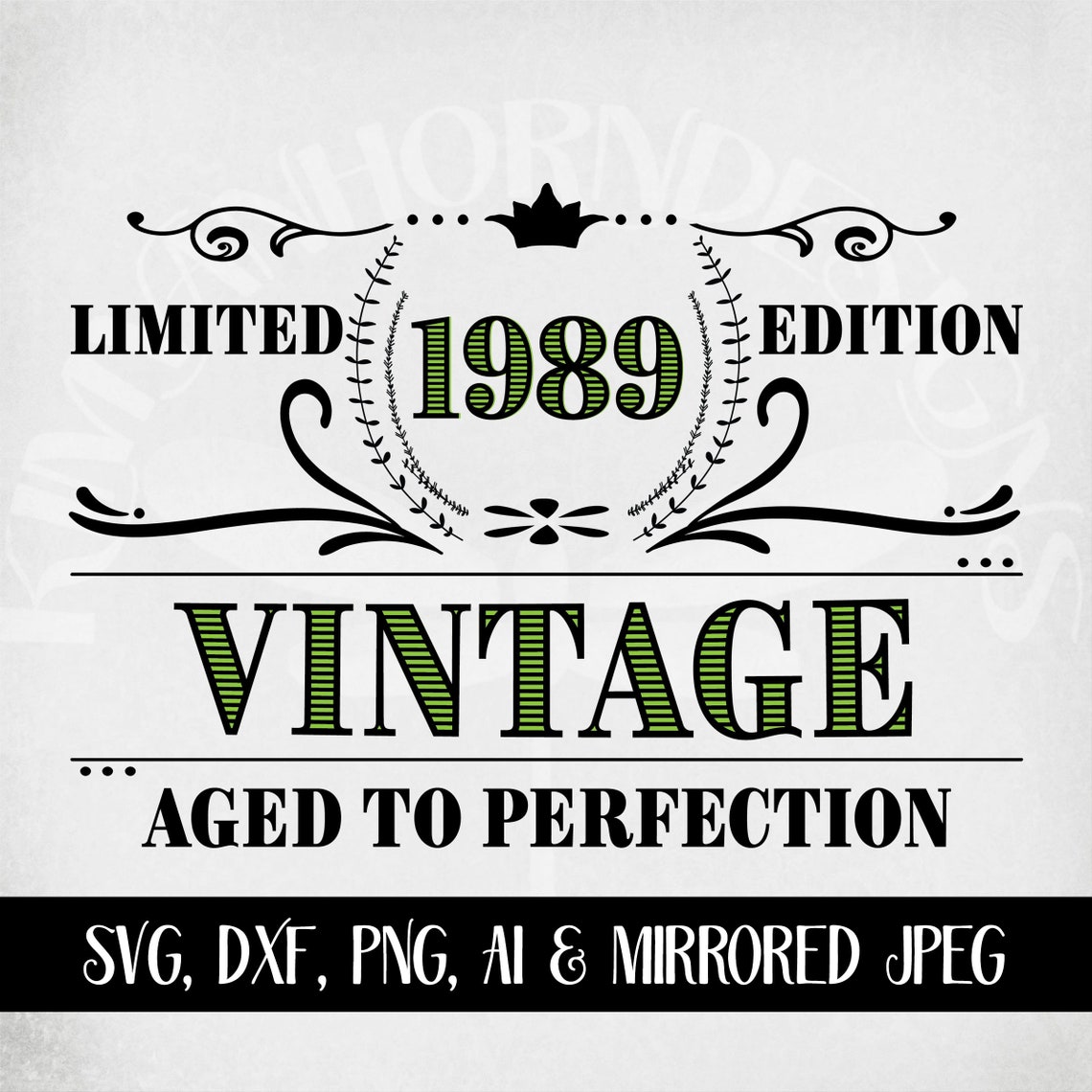 Vintage 1989 Svg, Cut Files for Cricut & Silhouette, Mirrored Jpeg for ...