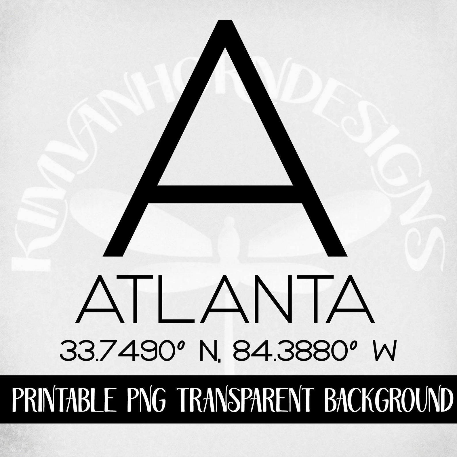 Atlanta Coordinates Svg and Dxf Cut Files and Printable Png and ...