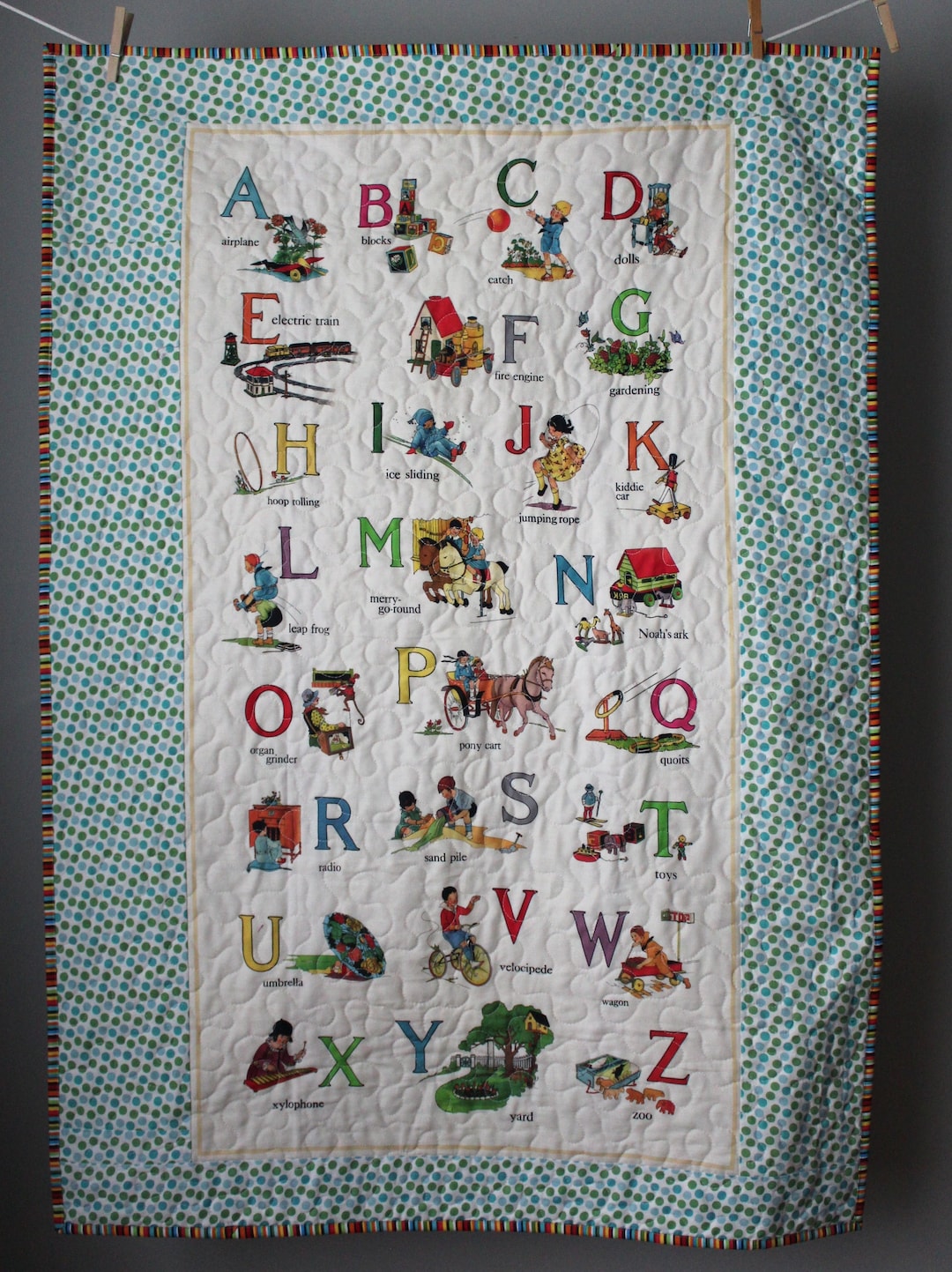 Vintage Nursery Quilt-abc Theme Nursery-alphabet Quilt-vintage Toy ...