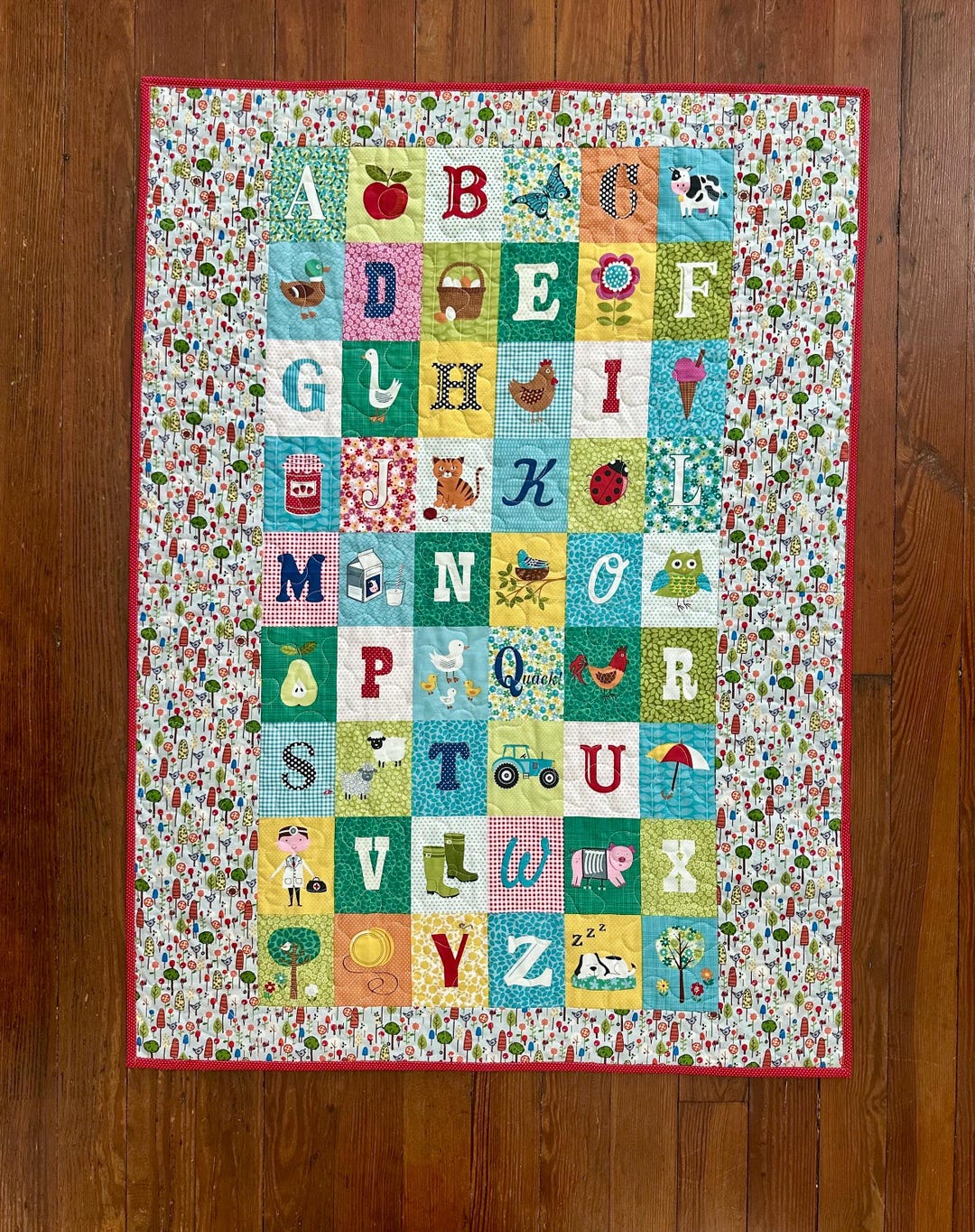 Farm Nursery Quilt-abc Theme Nursery-alphabet Quilt-farmhouse Nursery ...