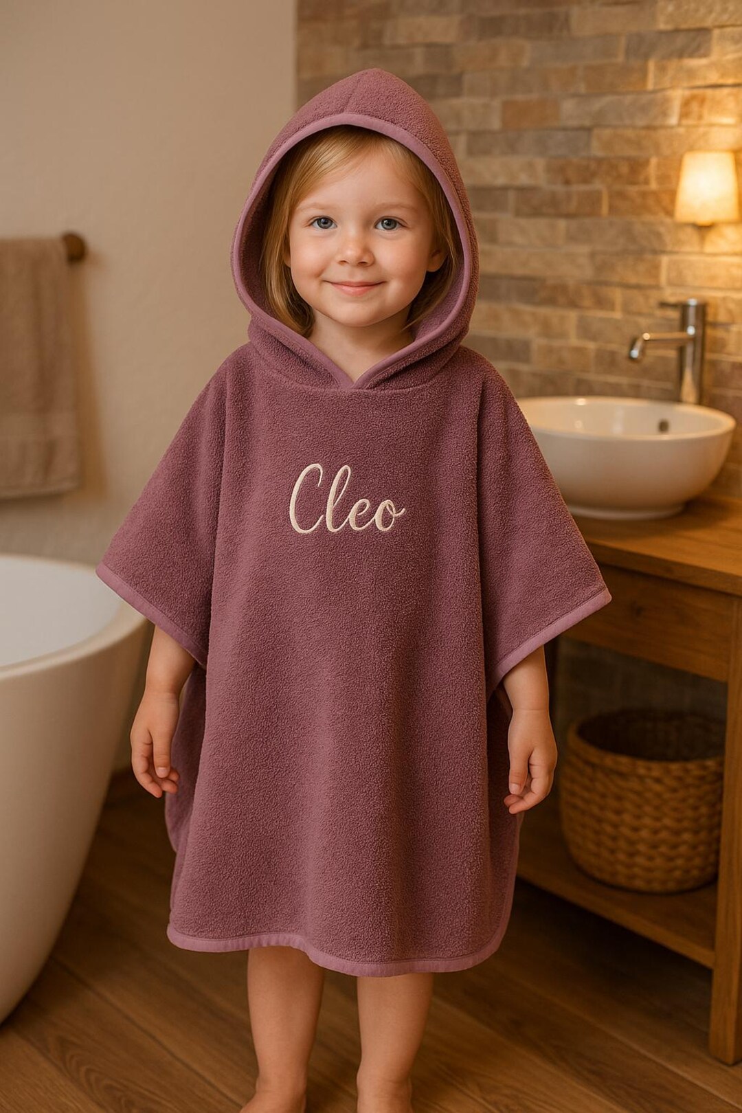 Bath Poncho Poncho With Name Embroidered Green, Blue or Berry - Etsy