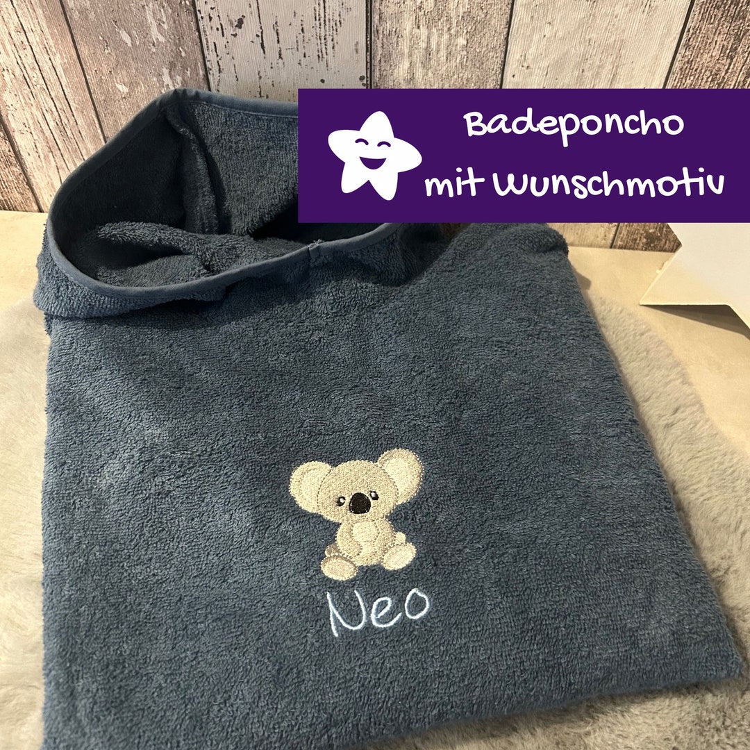 Bath Poncho Poncho With Name and Koala Motif Blue - Etsy