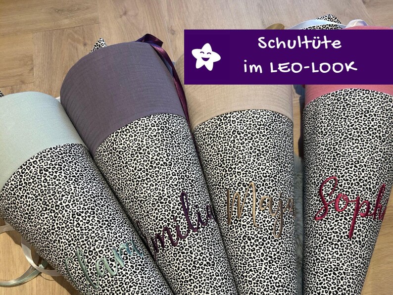 Personalized School Cone With Name in LEO Look, Made of Muslin and ...