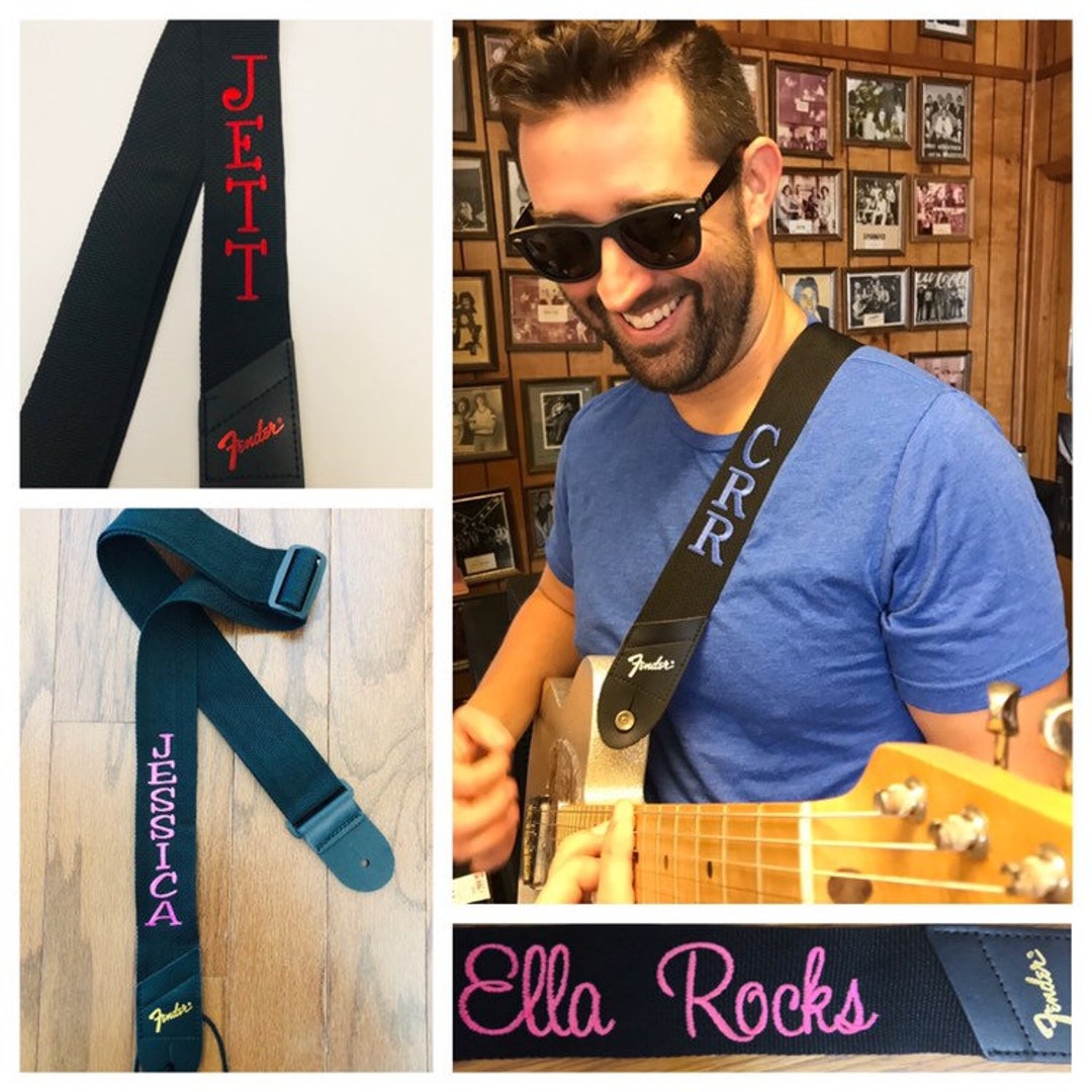 Monogrammed Black Guitar Strap - Etsy