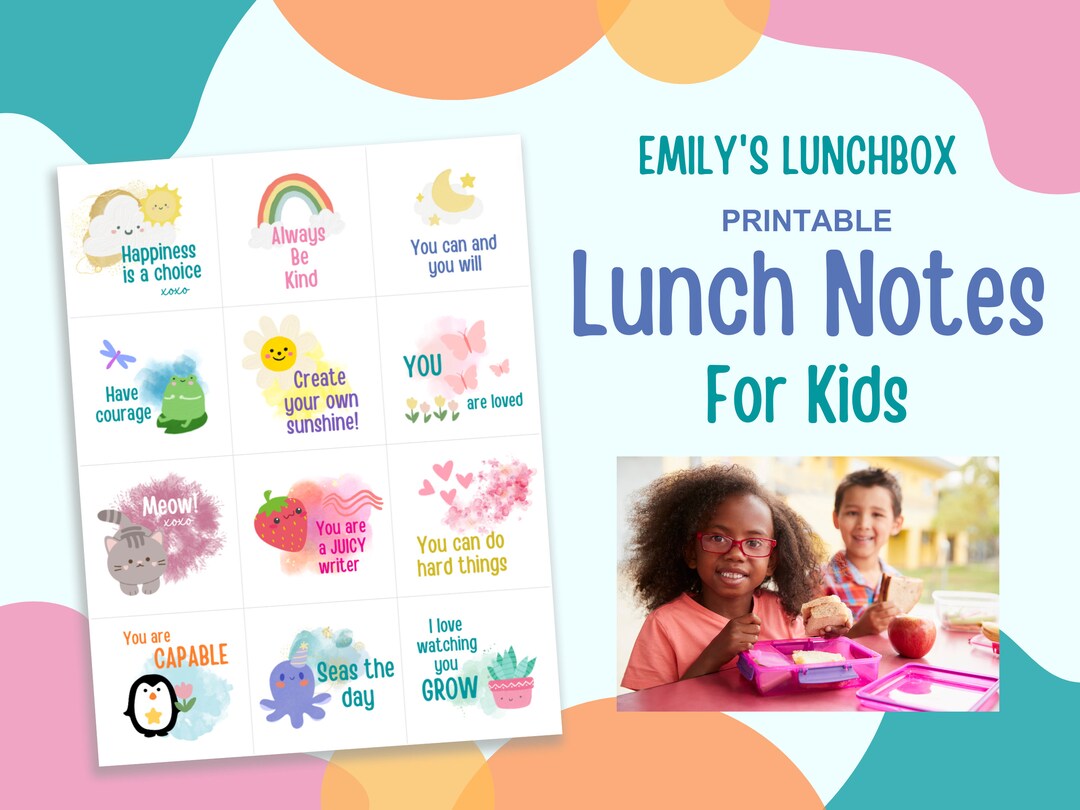 Cute 1 - Emily's Lunchbox: Printable Lunch Notes for Kids - Etsy