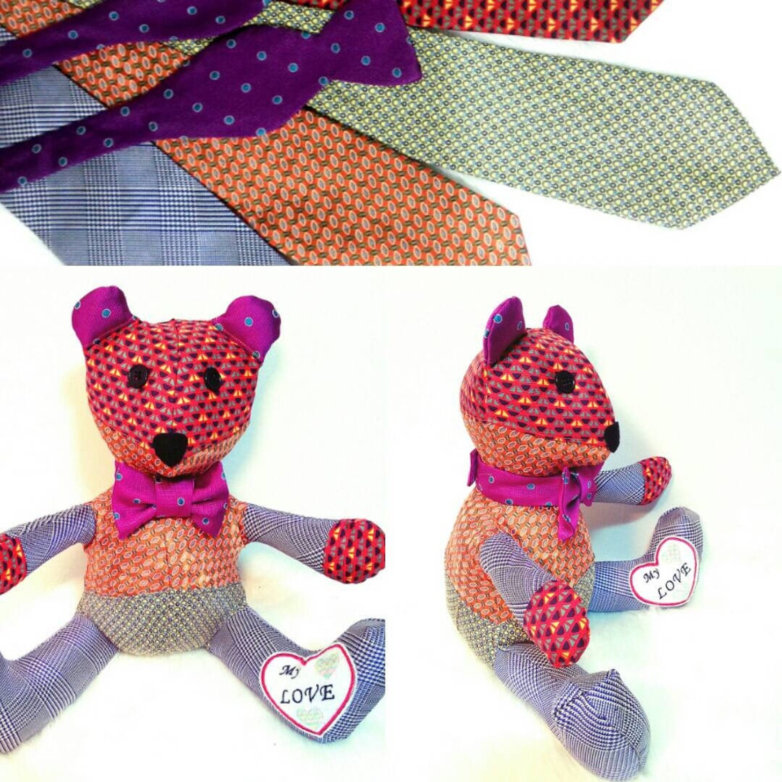 Personalized Memory Bear (made From Ties), Custom Order, Monogrammed - Etsy