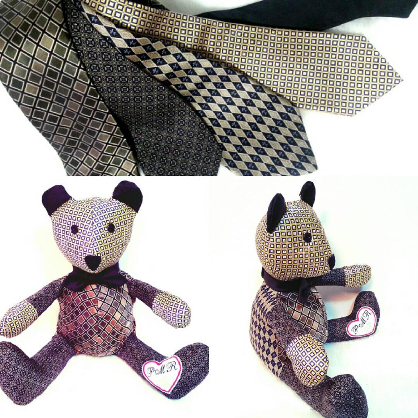 Personalized Memory Bear (made From Ties), Custom Order, Monogrammed - Etsy