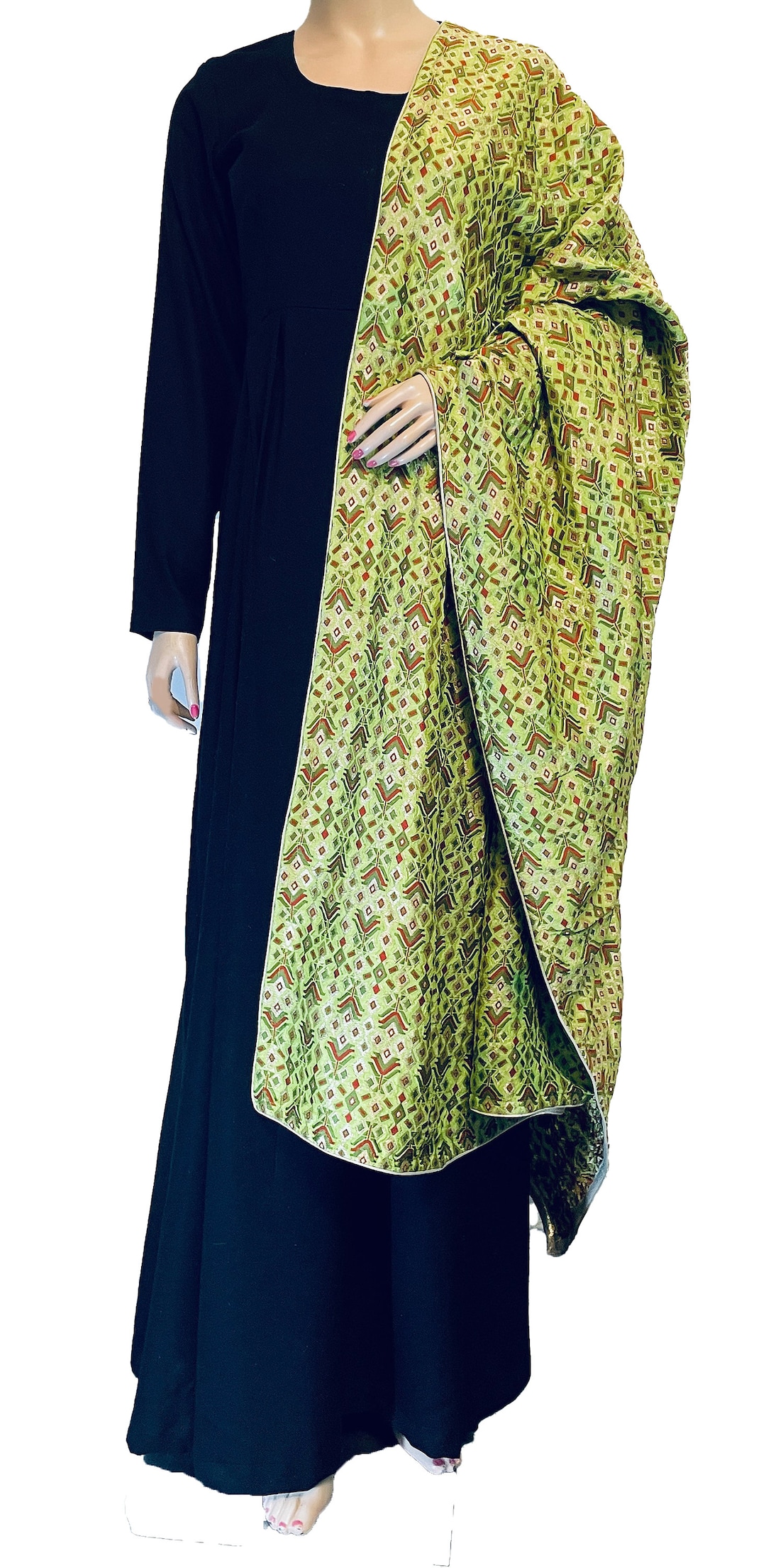 Parrot Green Color Pure Dola Silk Maroon Color Phulkari Pattern Pure ...