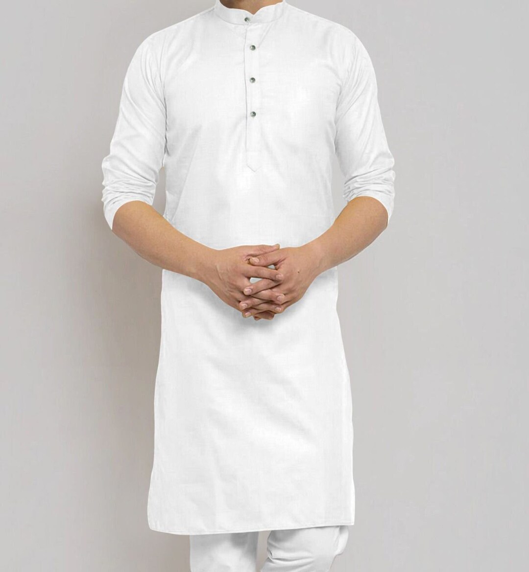 White Men Kurta Pajama, Cotton Kurta Pajama, Men Wear for Religious ...