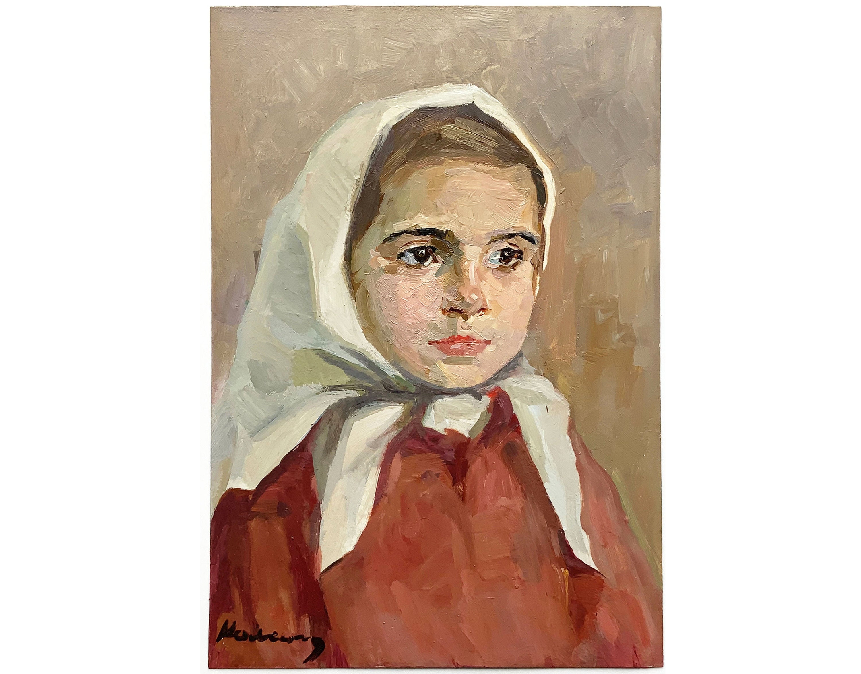 Art & Collectibles Oil Painting VINTAGE GIRL PORTRAIT Woman art Female ...