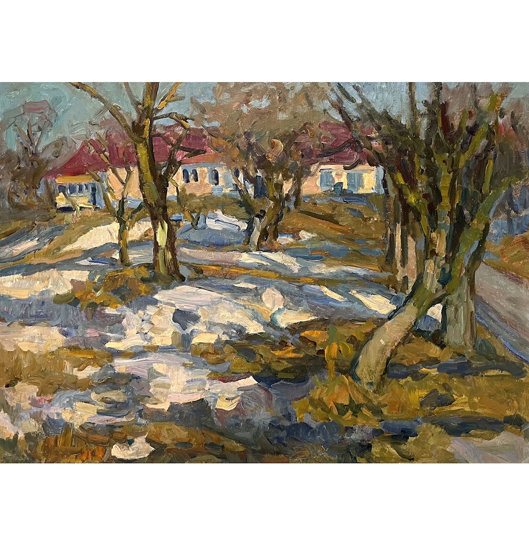 Vintage Original Oil Painting Early Spring Landscape by Ukraine Artist ...