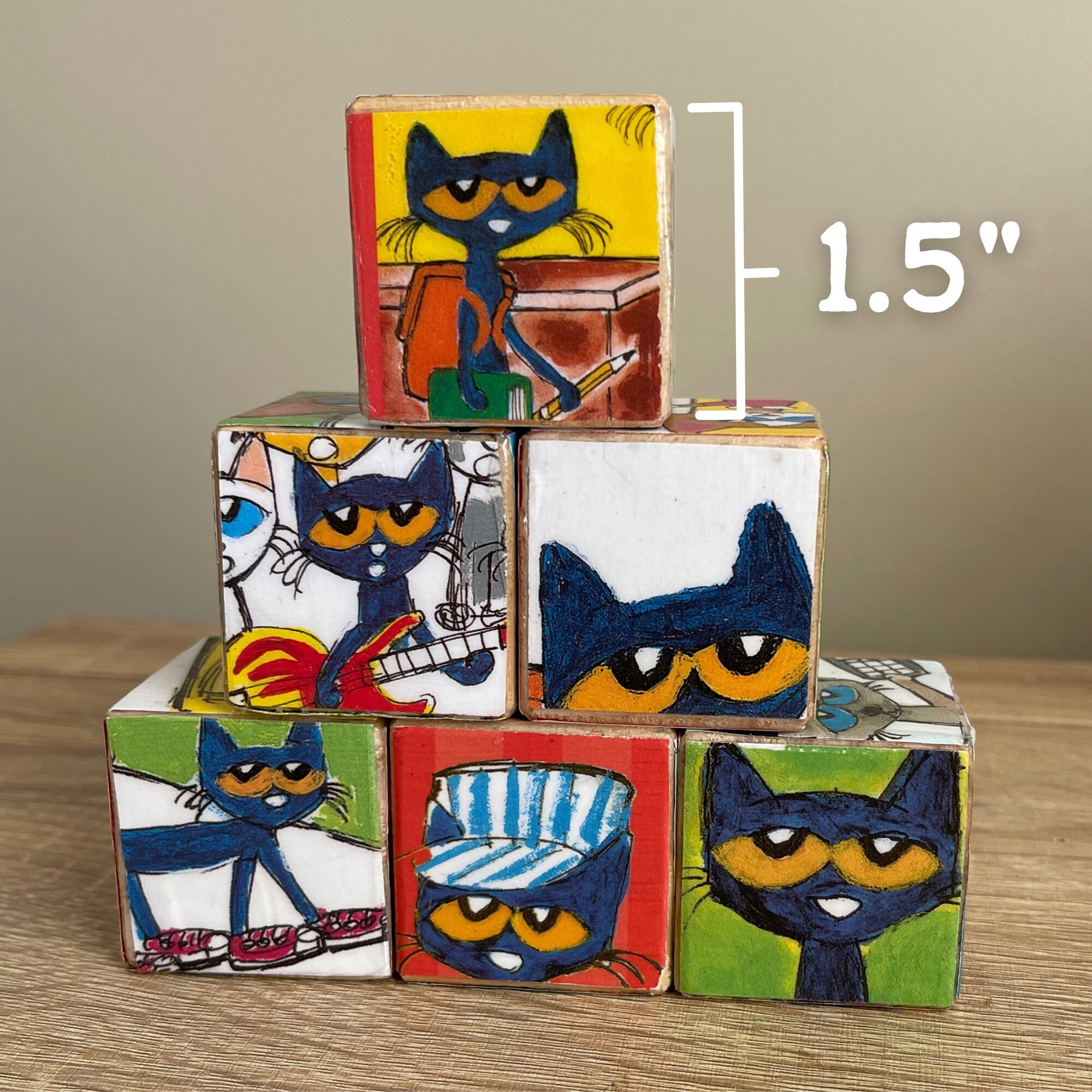 A Set of Six 6 Pete the Cat Childrens Book Wooden Blocks - Etsy