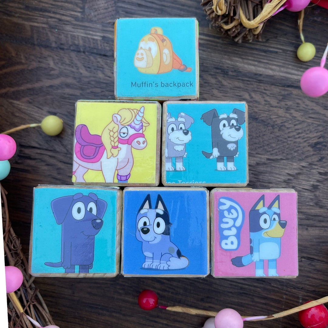 A Set of Six 6 Bluey Wooden Blocks - Etsy