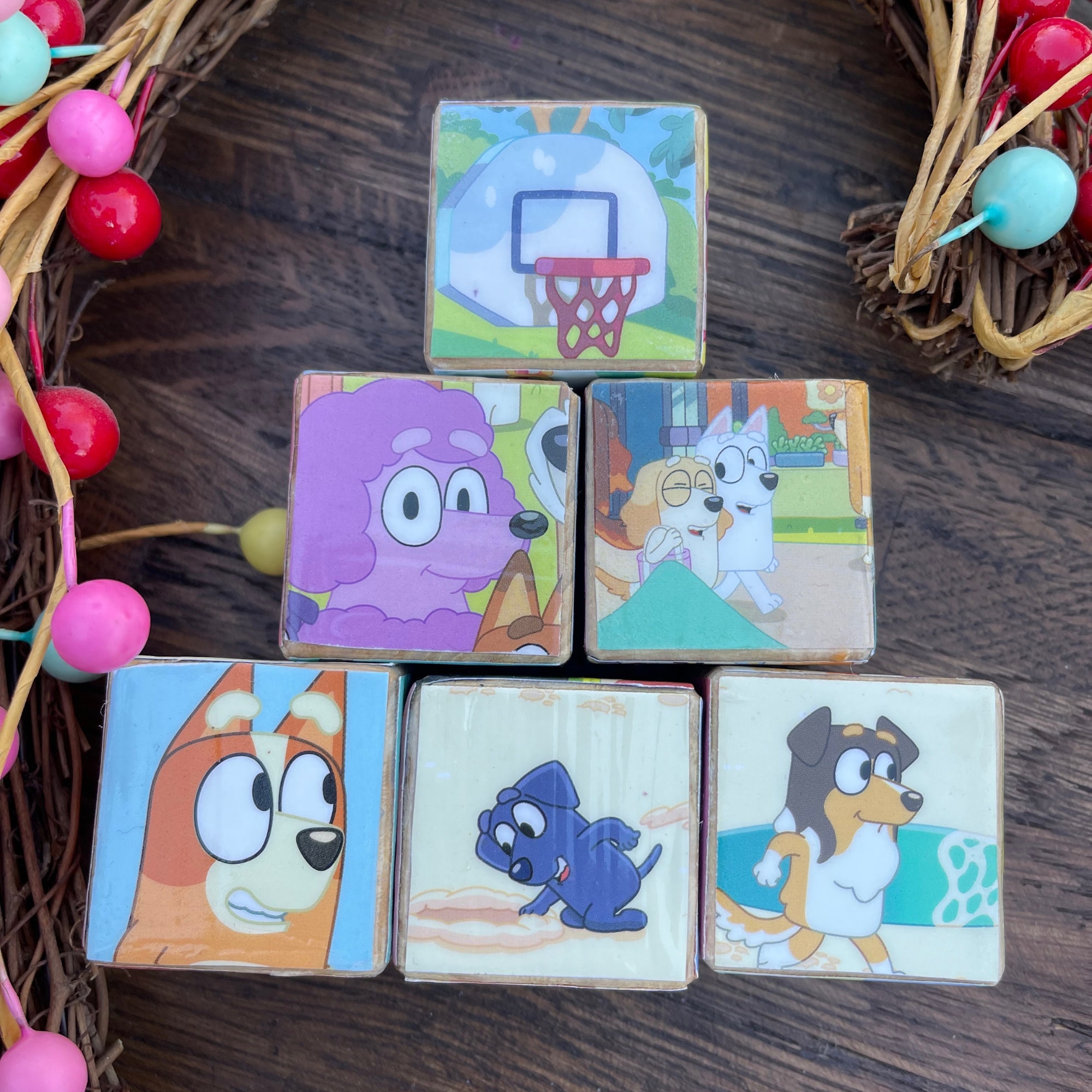 A Set of Six 6 Bluey Wooden Blocks - Etsy