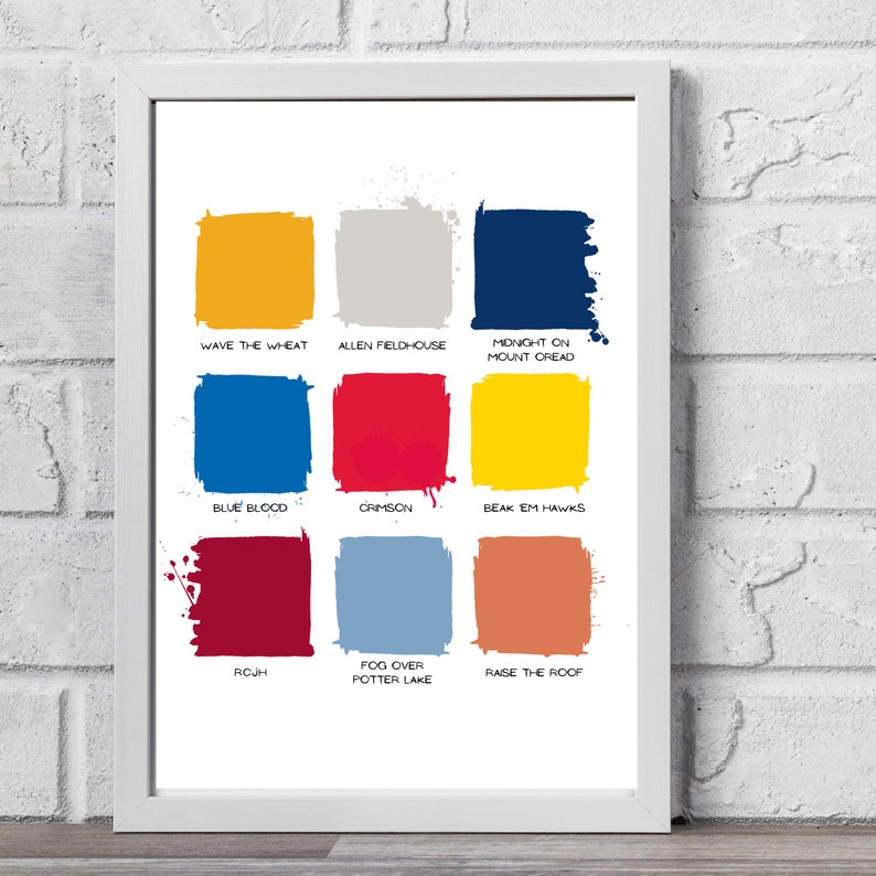 University of Kansas Color Palette Art Print 8x10 - Etsy