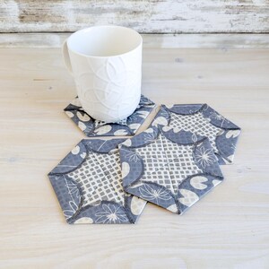 Unique Hexagon Coasters, Set of 4 Quilted Neutral Coasters, Bar ...