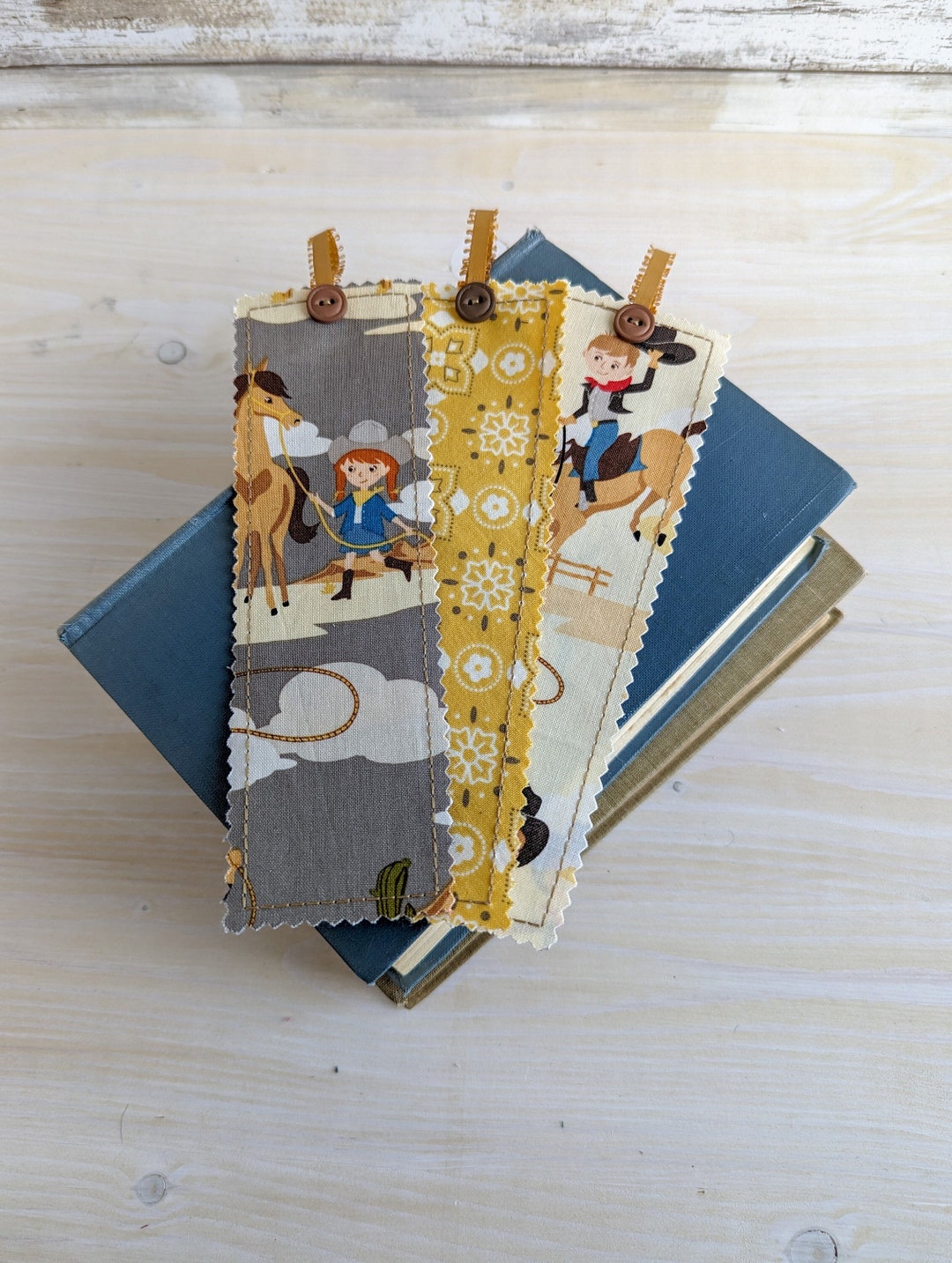 Kids Fabric Bookmark Set, Cowboy Theme, Set of 3 Bookmarks, Unique Gift ...