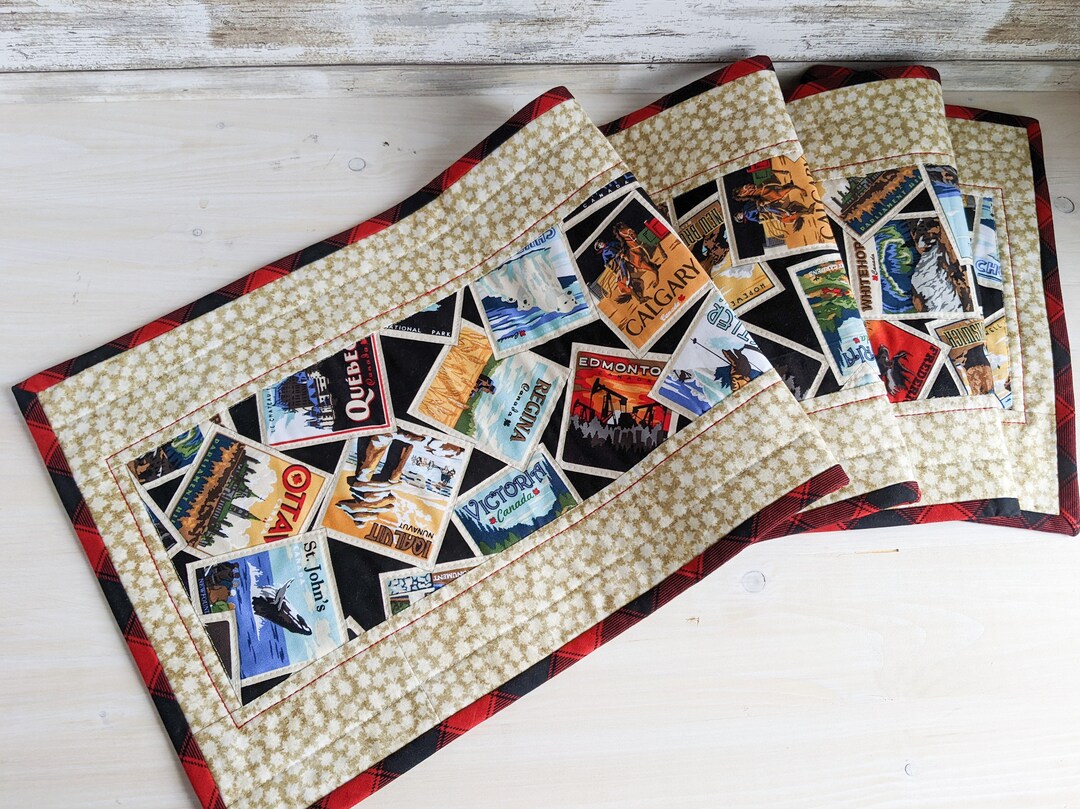 Canada-themed Table Runner, Quilted One-of-a-kind Table Runner, Vintage ...