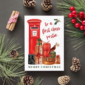 Postie Christmas Card, Postman Thank You, Christmas Card for Postman, Royal Mail, Postbox ...