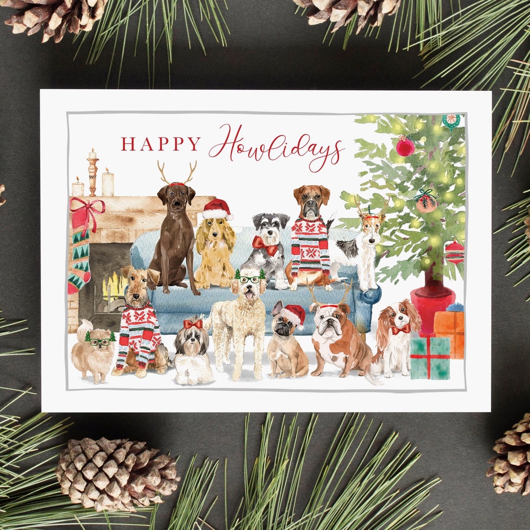 Happy Howlidays Dog Christmas Card, Dog Card, Card From the Dogs ...