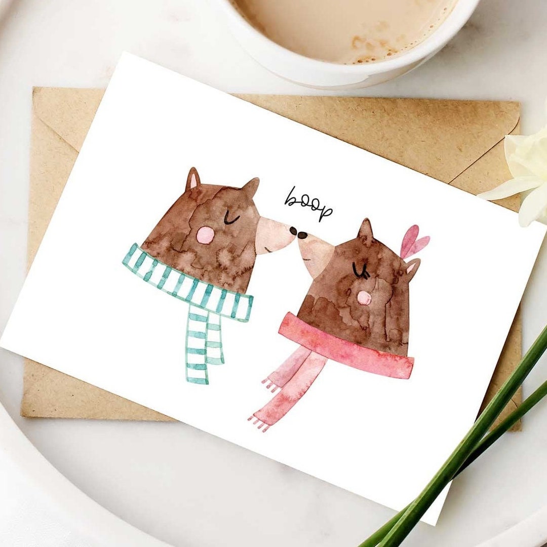 Boop Noses, Cute Bear Love Card, I Love You Card, Love Bears ...