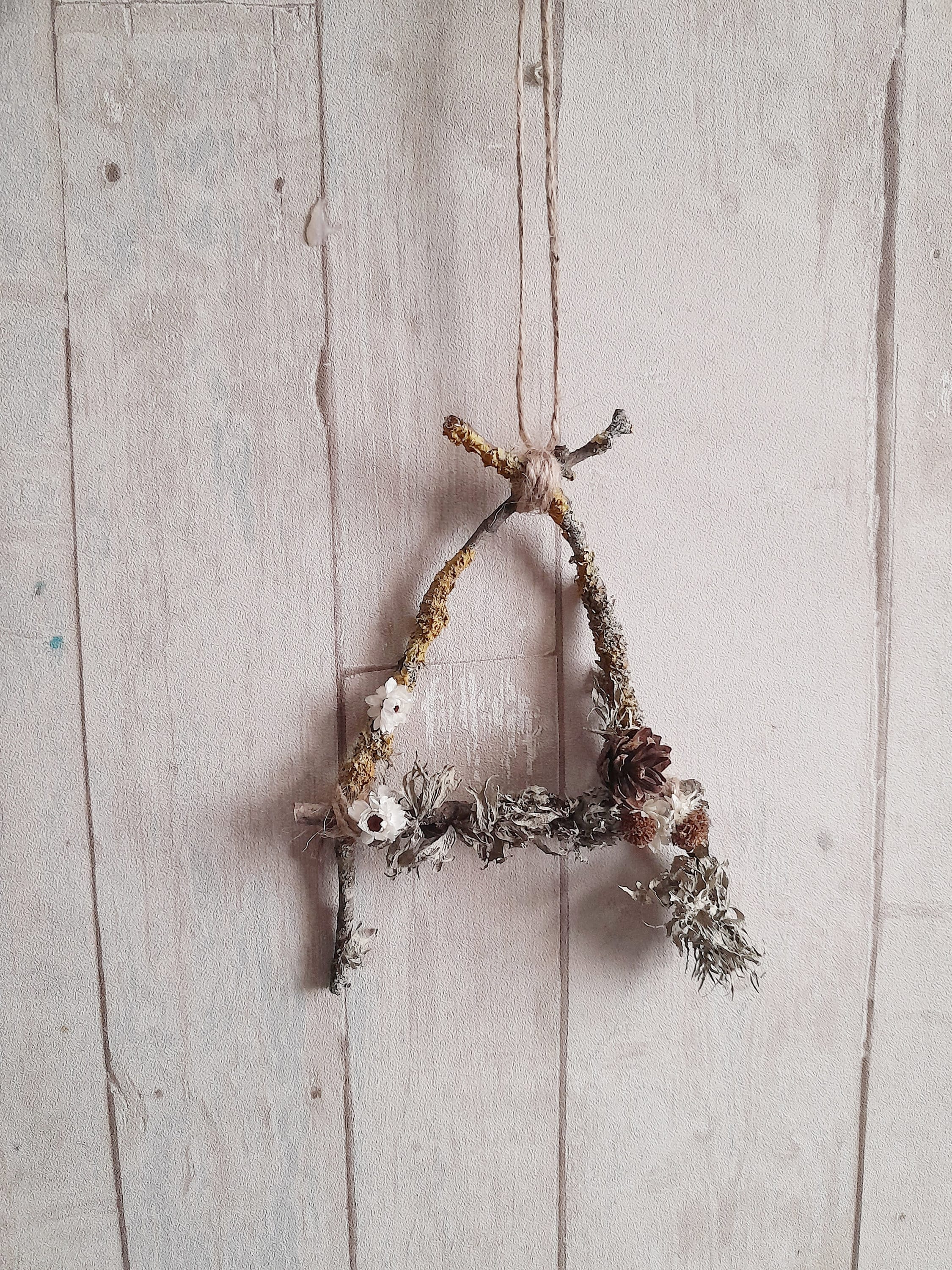 Rustic Twigs Letter, Moss Covered and Pinecones Twig Hanging Letter ...