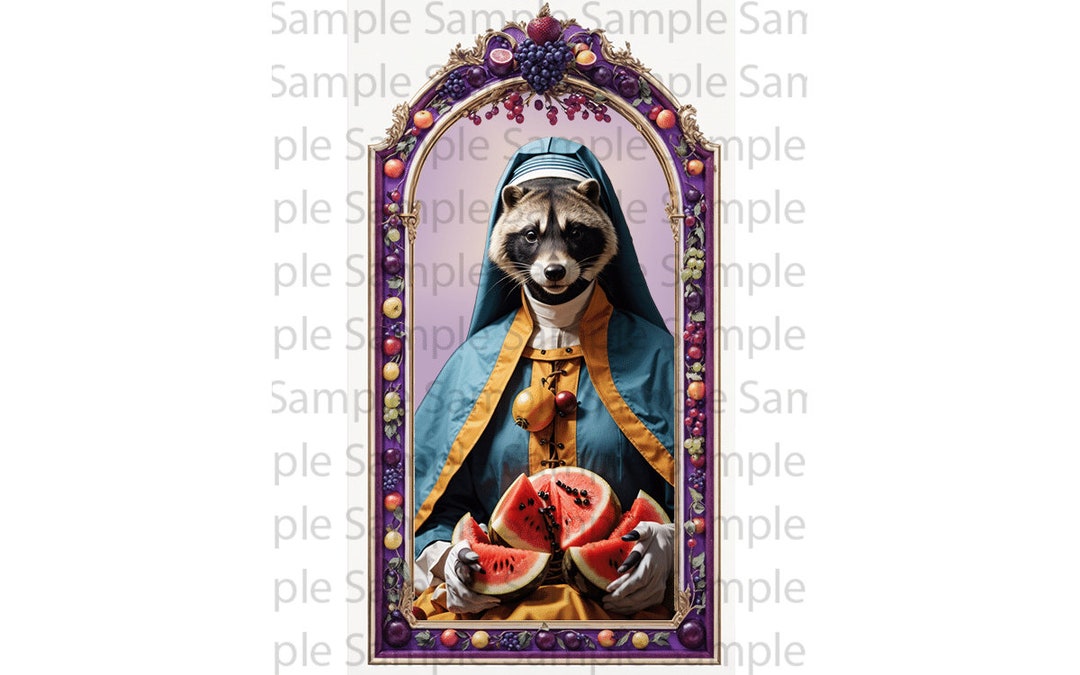 Raccoon Nun Saint Prayer Votive Candle Printout - Etsy