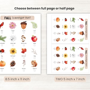 Fall Scavenger Hunt Printable, Autumn Scavenger Hunt Kids, for Toddlers ...