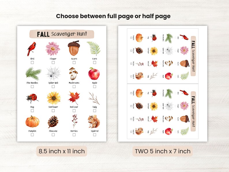 Fall Scavenger Hunt Printable, Autumn Scavenger Hunt Kids, for Toddlers ...