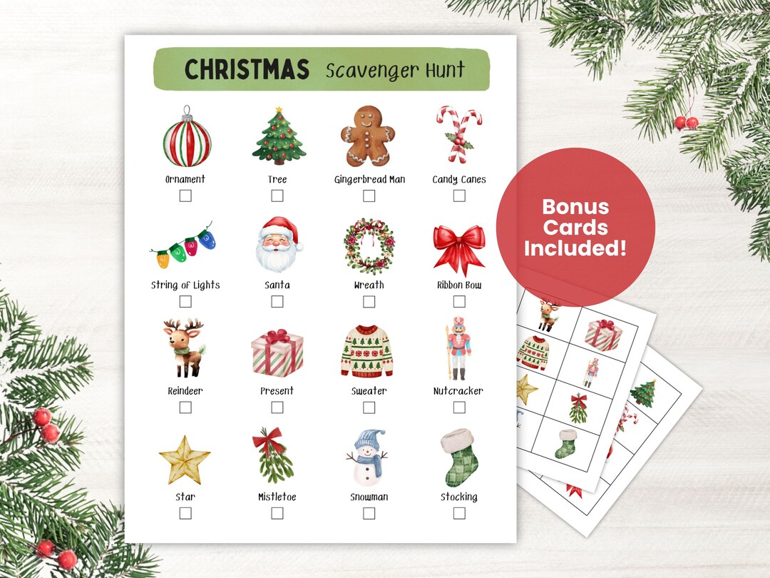Christmas Scavenger Hunt Printable, Kids, for Toddlers, Homeschool ...