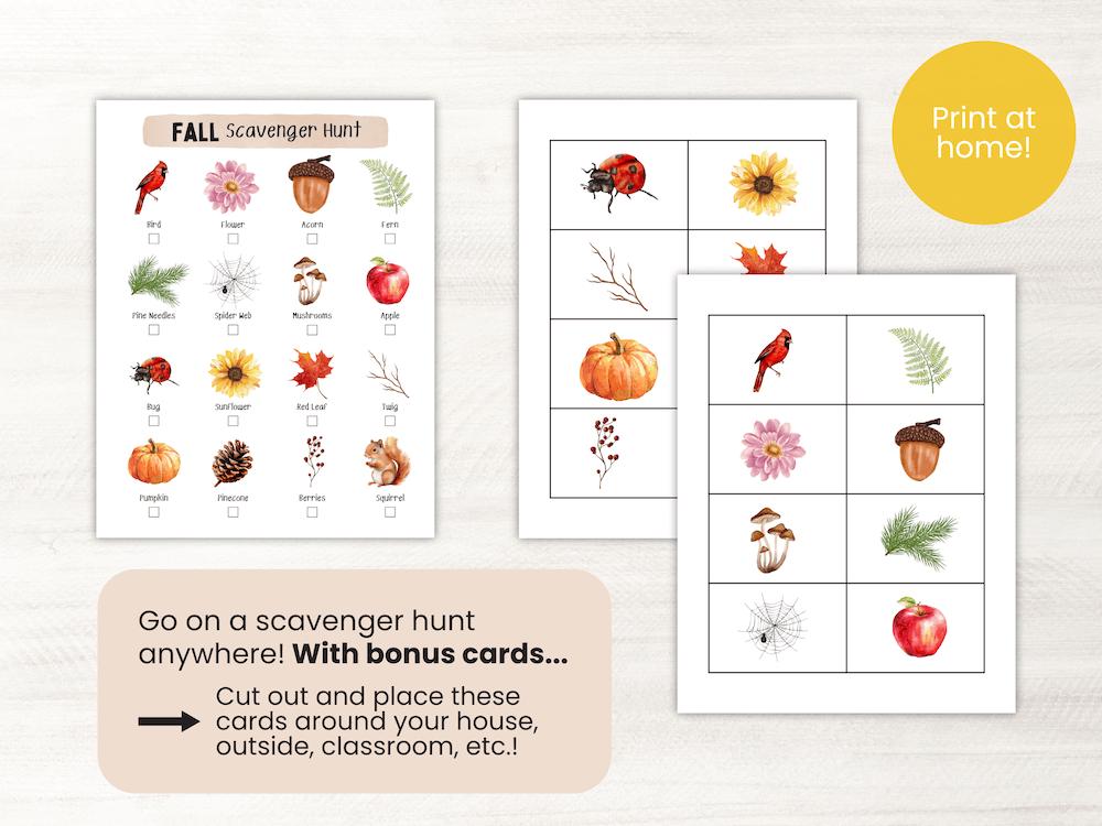 Fall Scavenger Hunt Printable, Autumn Scavenger Hunt Kids, for Toddlers ...