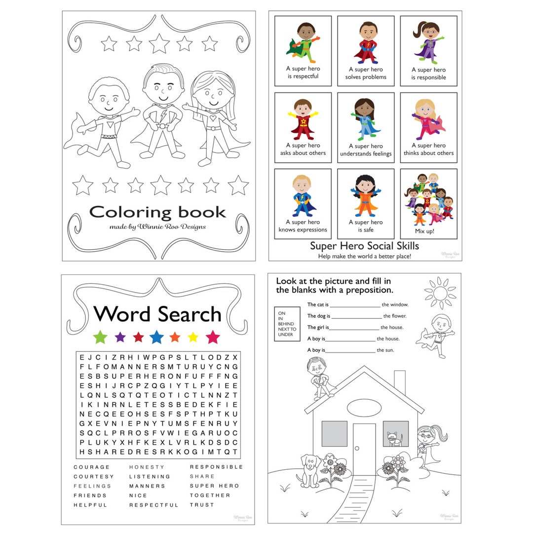 Instant Download, Superhero Activity Coloring Book Pages, Kids, Super ...