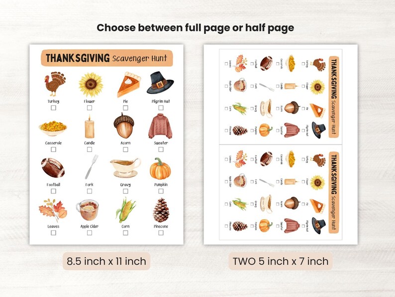 Thanksgiving Scavenger Hunt Printable, Kids, for Toddlers, Homeschool ...