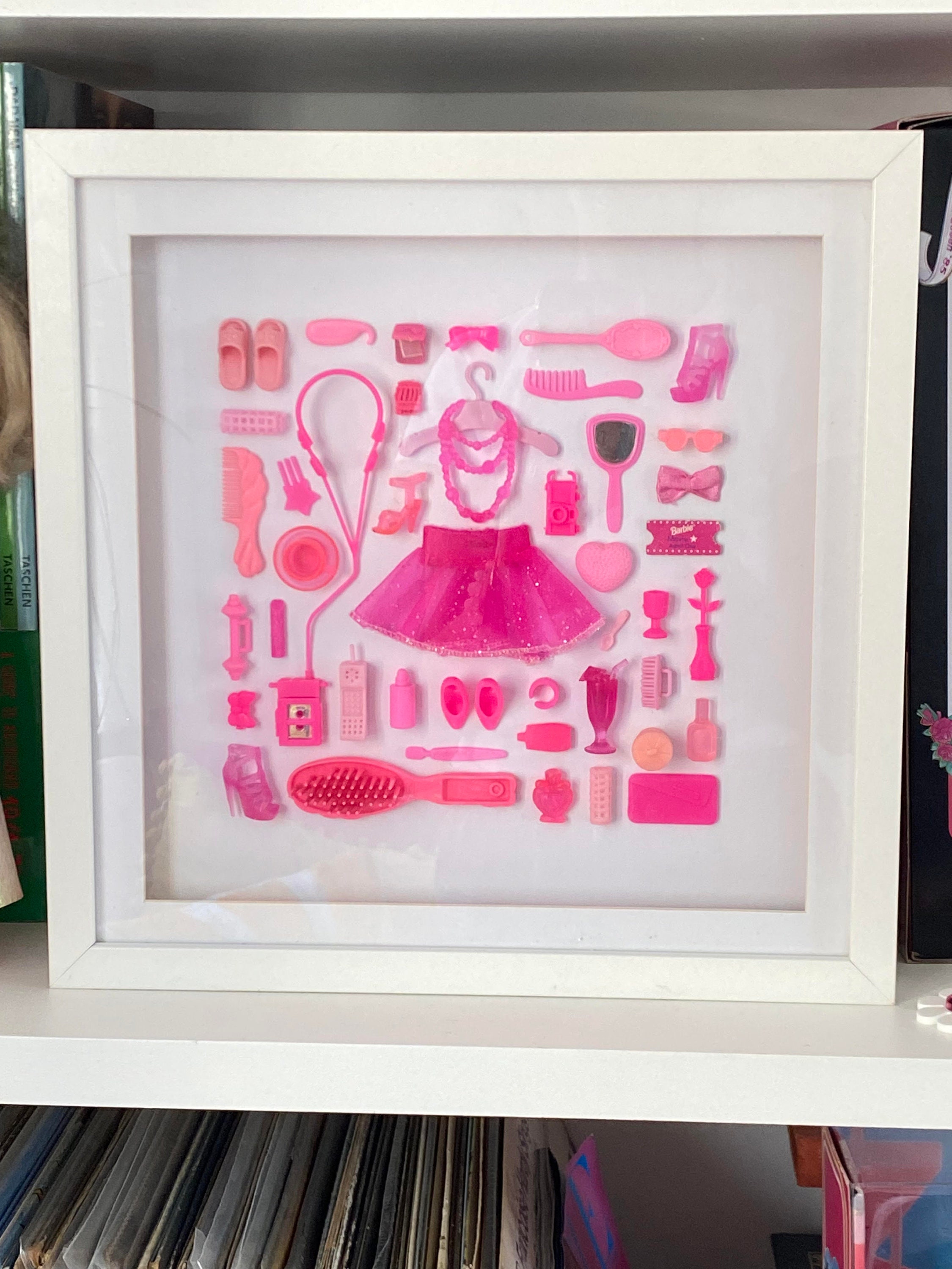 Barbie Doll Shadowbox Framed Art, Barbie Shoes and Accessories: ''pink ...