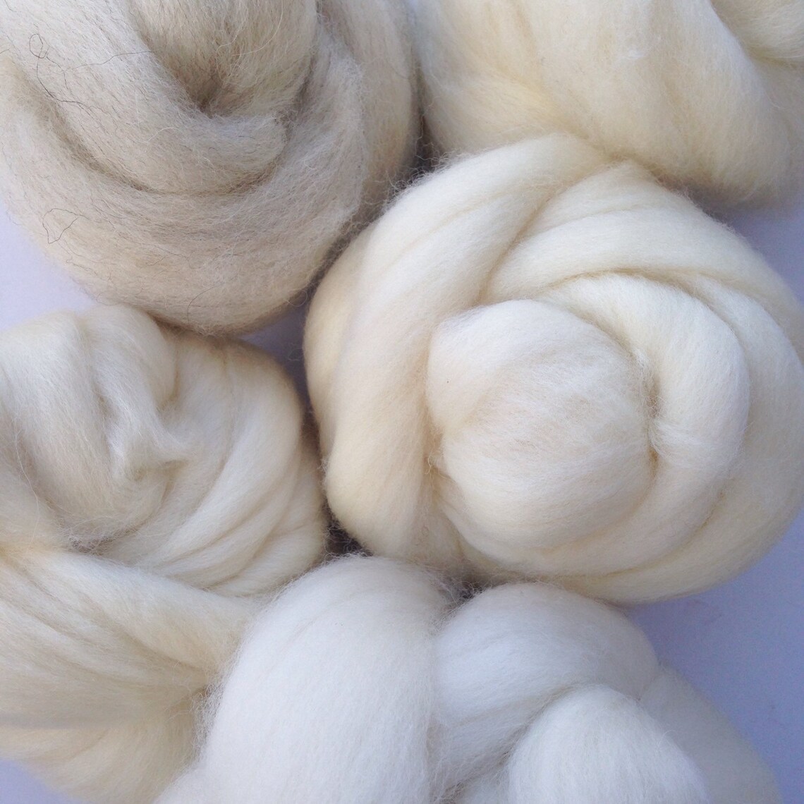British Wool Tops 150g Sample Pack / Ecru White Cream / | Etsy